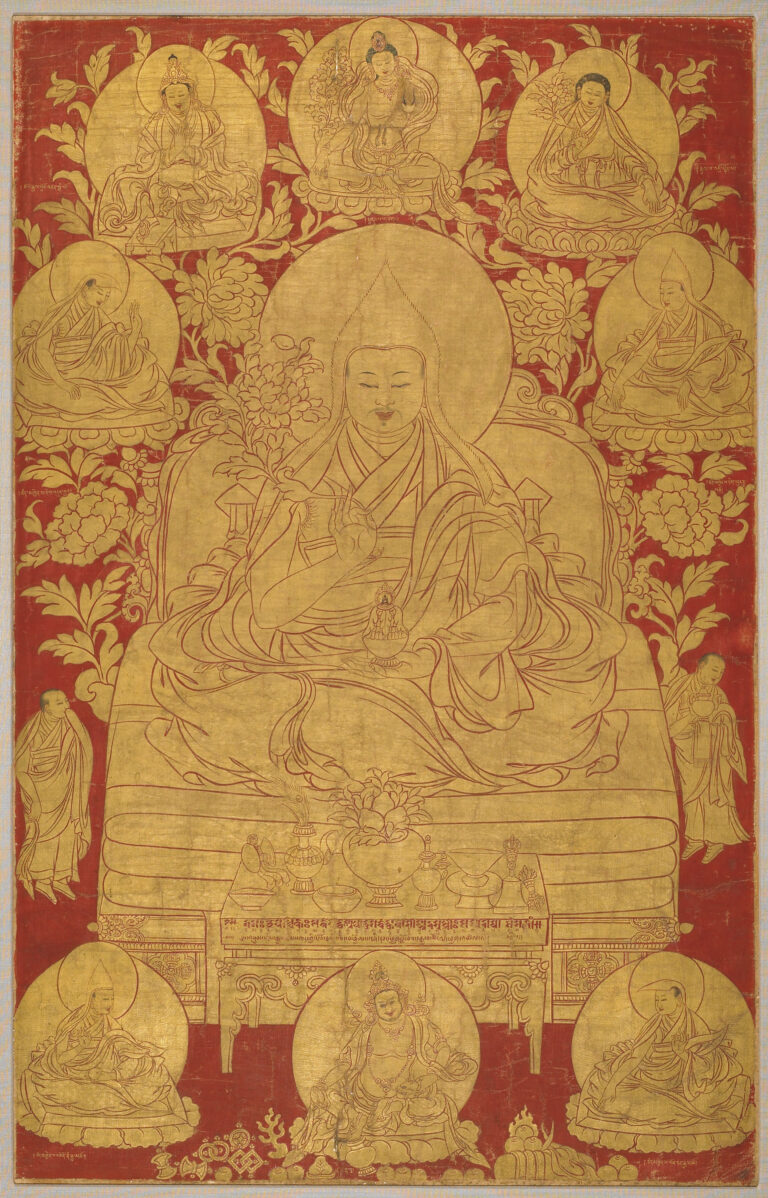 The Fifth Dalai Lama Ngawang Lobzang Gyatso (1617–1682) with Previous ...