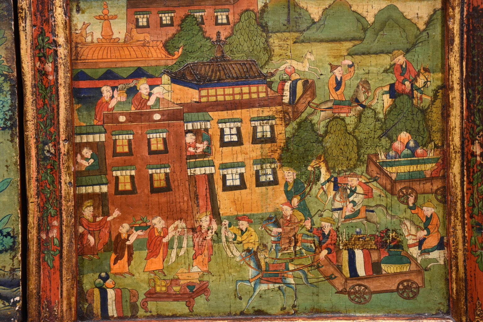 Detail of Pegam Chest showing pitcher and chemar bo grain vessel on the ...